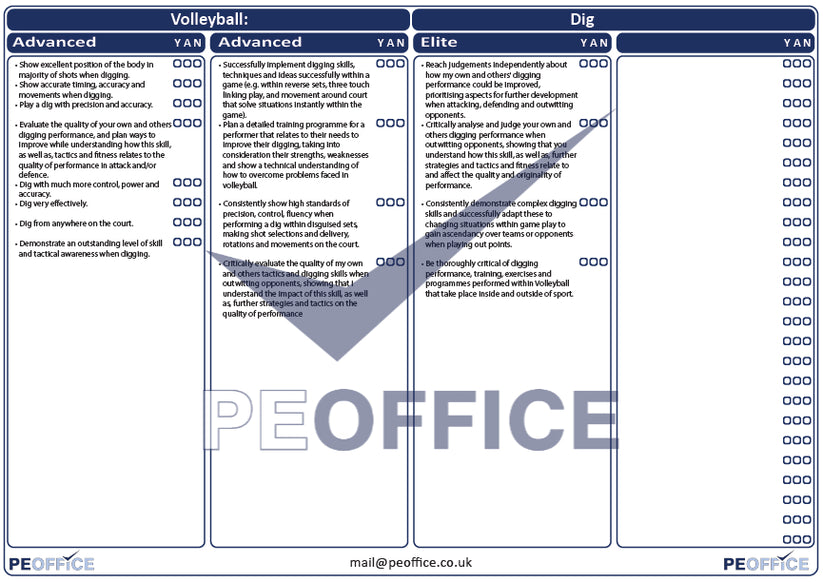 Volleyball Dig Assessment Sheet – PE Office