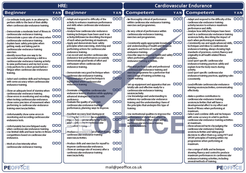 HRE Cardiovascular Endurance Assessment Sheet – PE Office