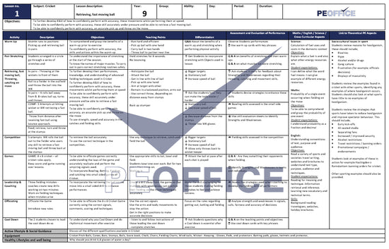 KS3 Cricket Lesson Plan – PE Office
