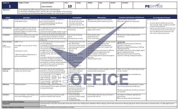 KS4 Cricket Lesson Plans – PE Office