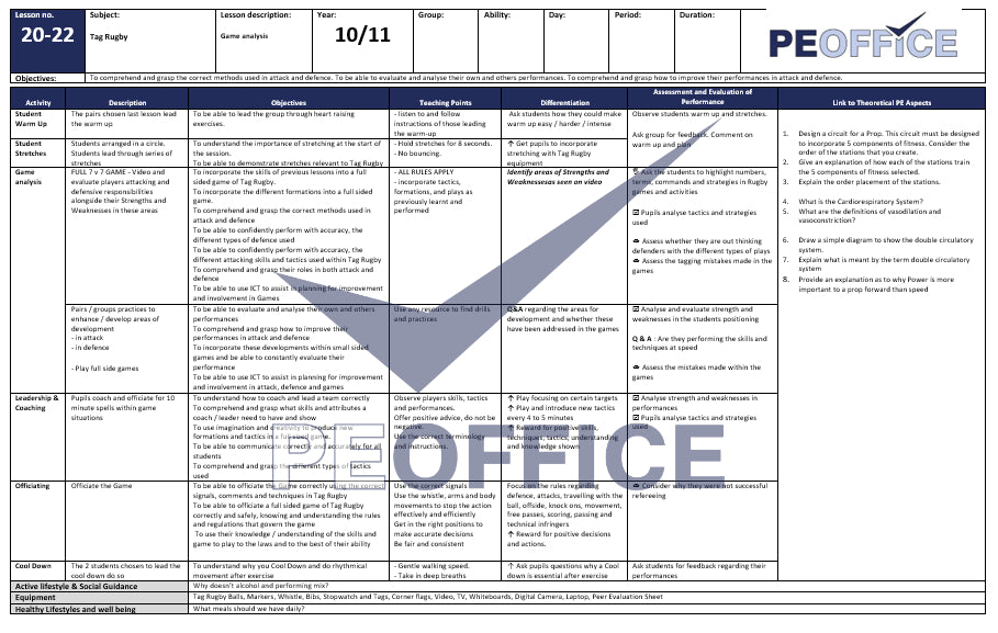 Tag Rugby Lesson Plans – PE Office
