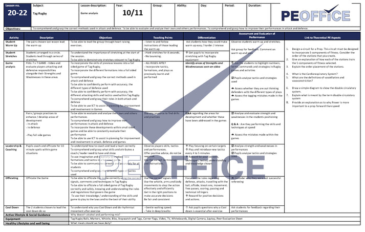 Tag Rugby Lesson Plans – PE Office
