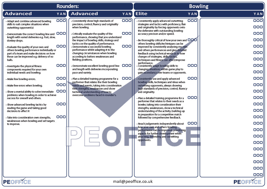 Rounders Bowling Assessment Sheet – PE Office