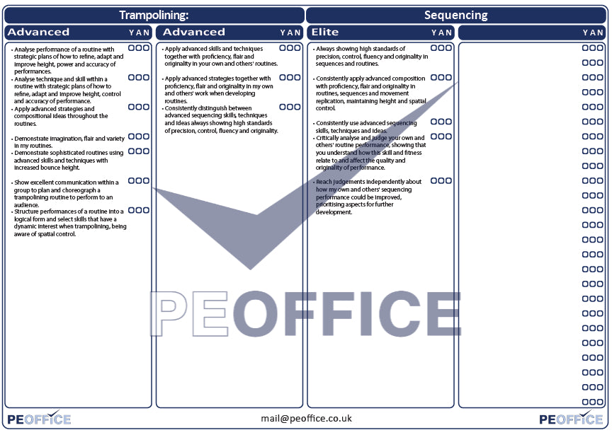 Trampoline Sequencing Assessment Sheet – PE Office