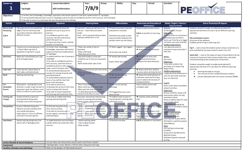Tag Rugby Lesson Plans – PE Office