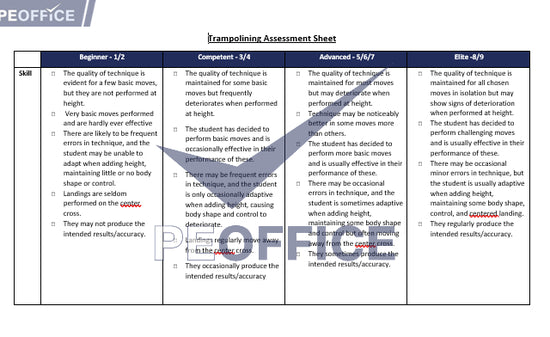 Trampoline Assessment Sheet – PE Office